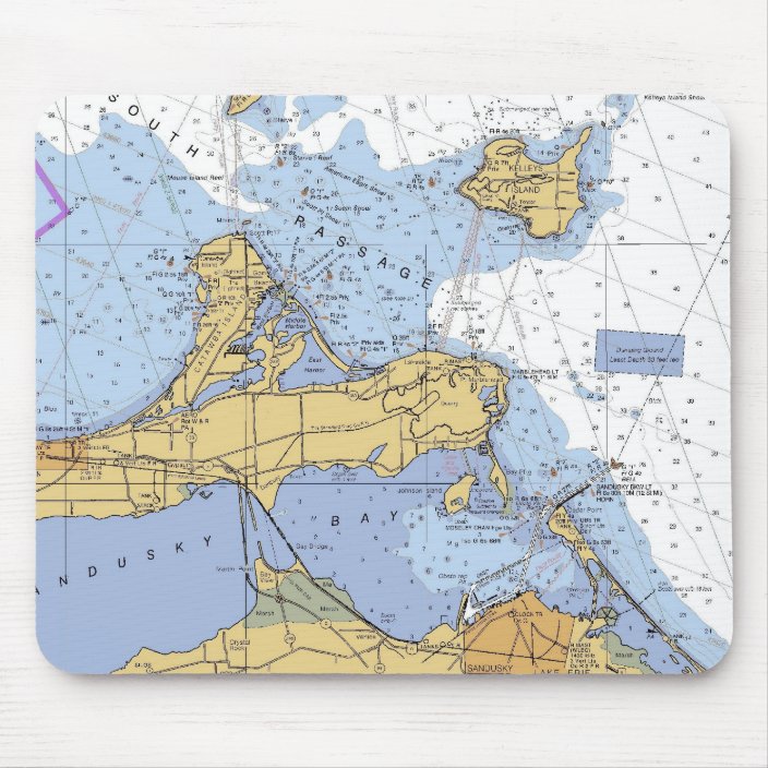 Sandusky Bay, OH Erie Nautical Chart Mousepad | Zazzle.com