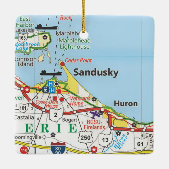 Sandusky Road Map Ceramic Ornament | Zazzle