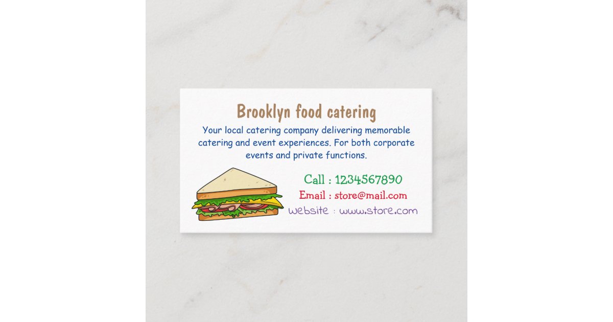 Sandwich cartoon illustration business card | Zazzle