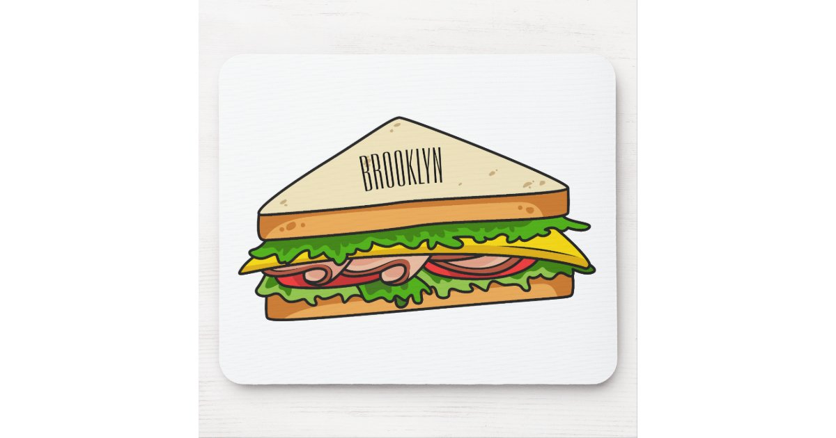 Sandwich cartoon illustration mouse pad | Zazzle