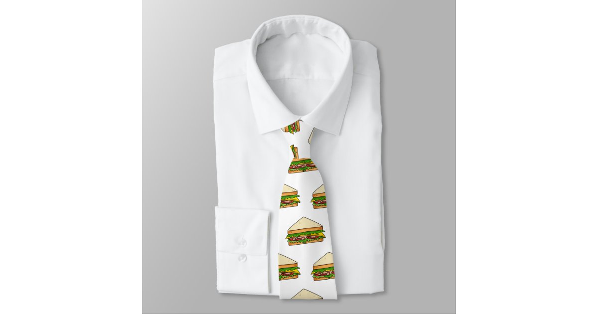 Sandwich cartoon illustration neck tie | Zazzle