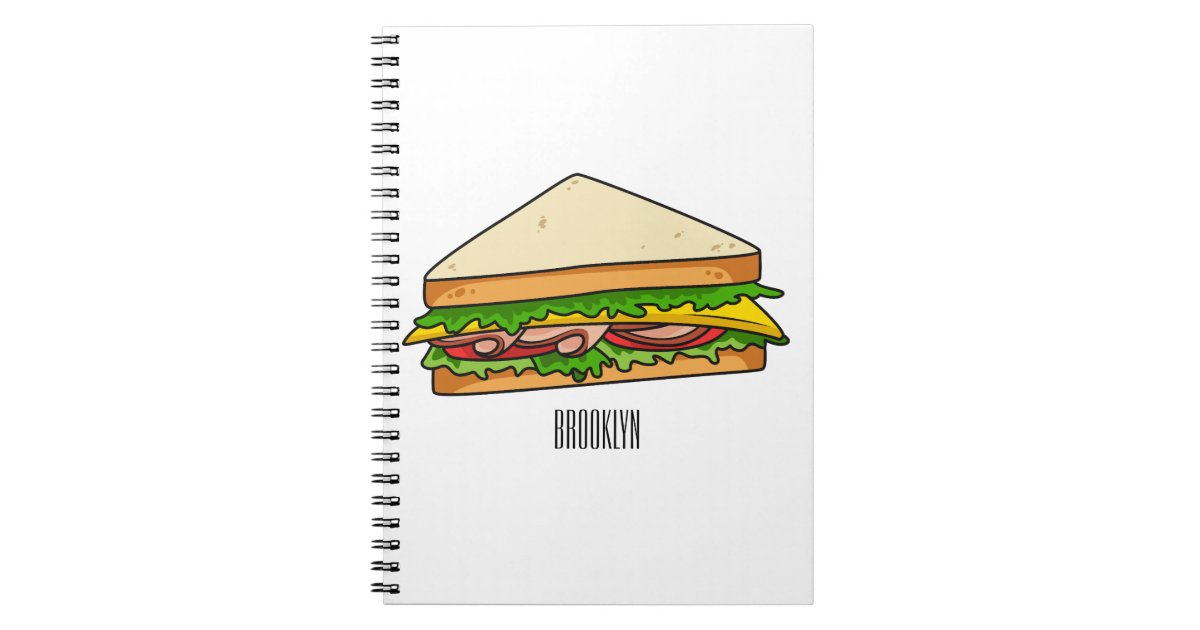 Sandwich cartoon illustration notebook | Zazzle