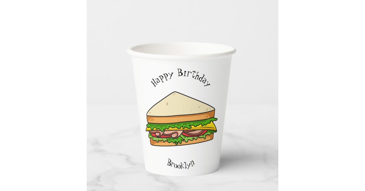 Sandwich cartoon illustration paper cups | Zazzle