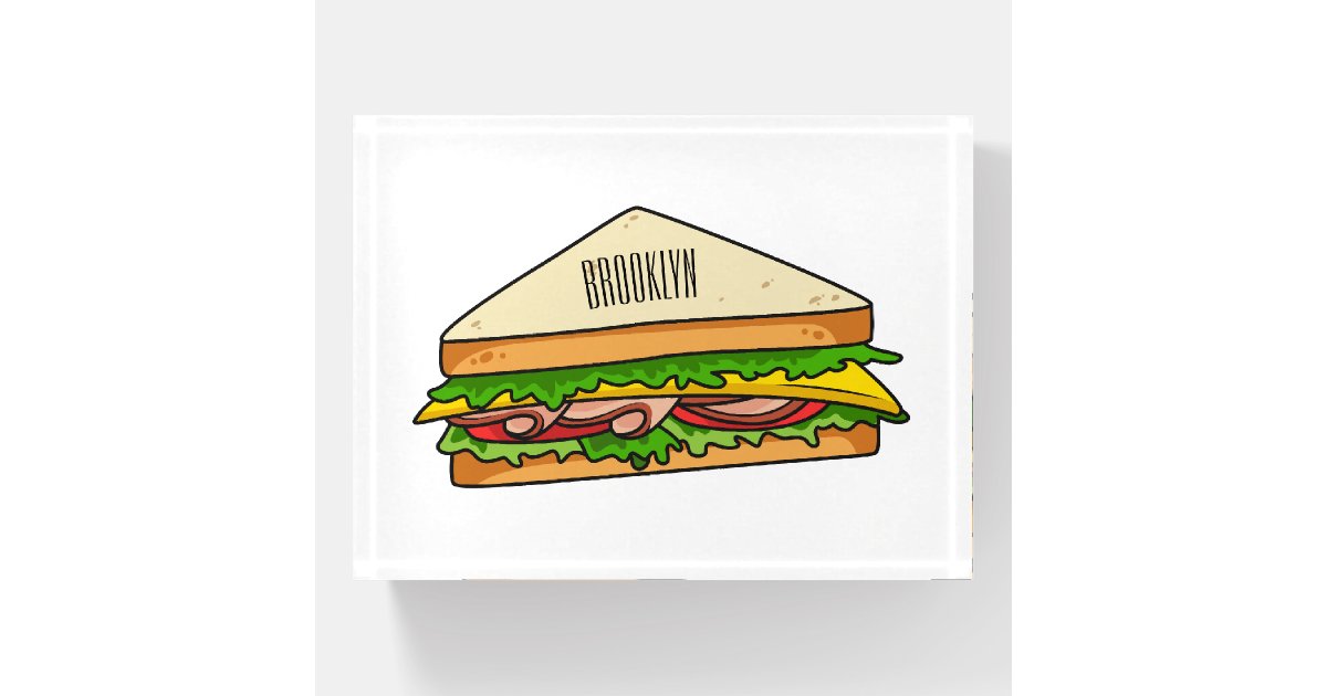 Sandwich cartoon illustration paperweight | Zazzle