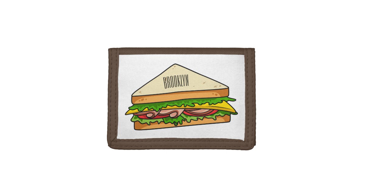 Sandwich cartoon illustration trifold wallet | Zazzle