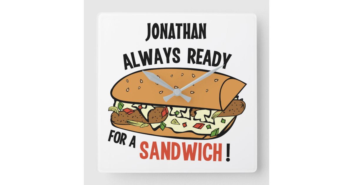 Sandwich custom name wall clock | Zazzle