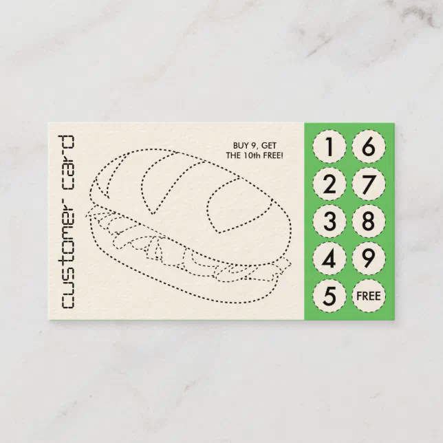 sandwich cut out punch cards | Zazzle