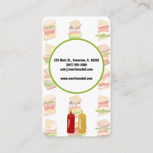 sandwich delicatessen business card | Zazzle