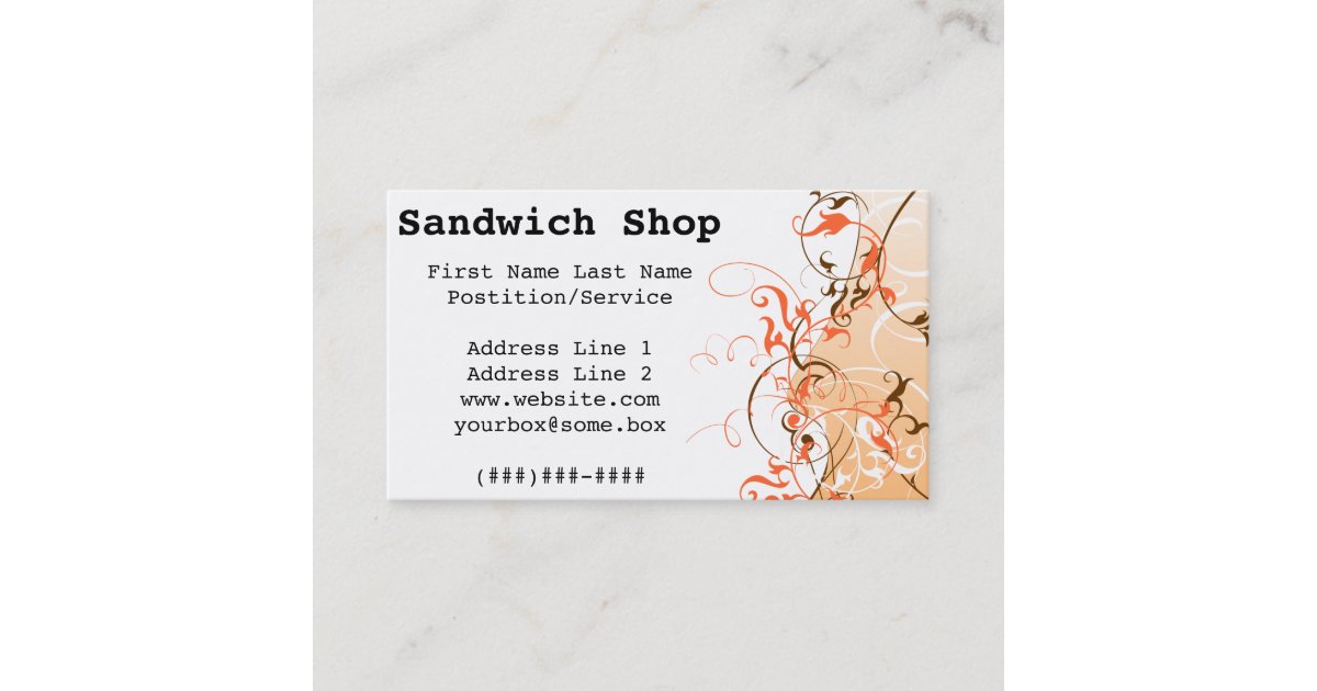 Sandwich Shop Business Card | Zazzle