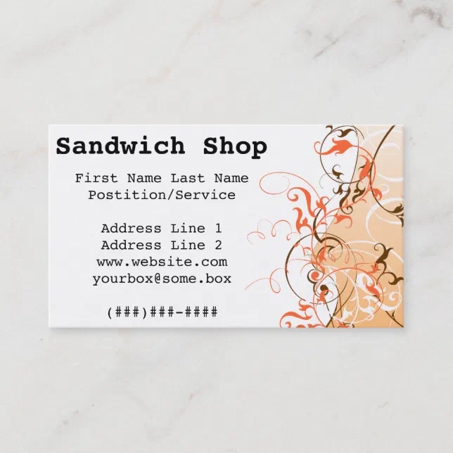 Sandwich Shop Business Card | Zazzle