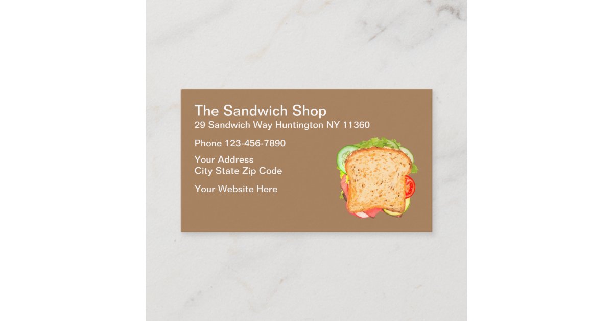 Sandwich Shop Restaurant Business Card | Zazzle