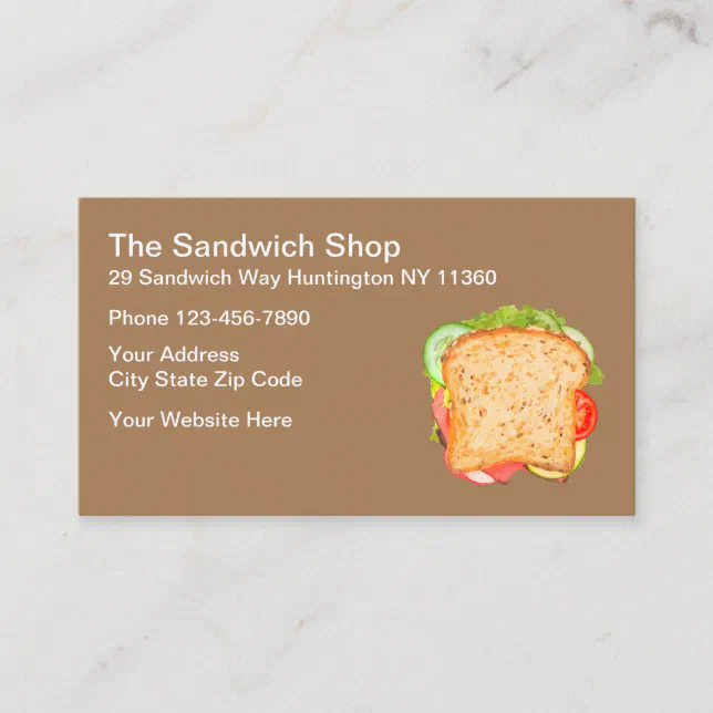 Sandwich Shop Restaurant Business Card | Zazzle
