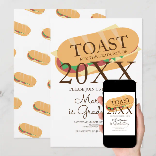Sandwich Sub Brunch Graduation Invitation | Zazzle