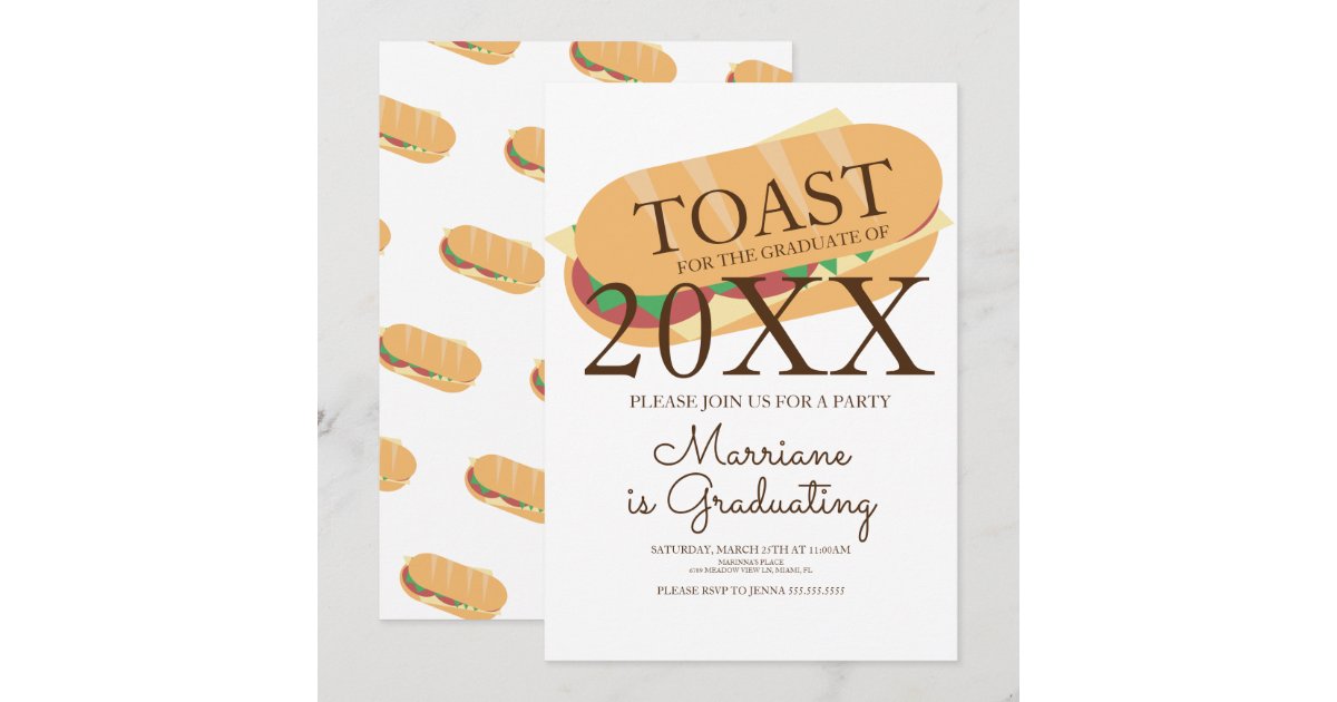 Sandwich Sub Brunch Graduation Invitation | Zazzle