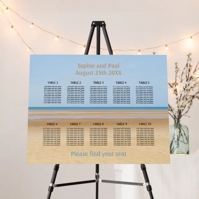 Sandy Beach 10 Table Seating Chart Foam Board | Zazzle
