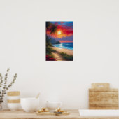 Sandy Beach and Azure Sea Poster | Zazzle