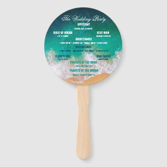 Sandy Beach Ocean Waves Wedding Hand Fan | Zazzle