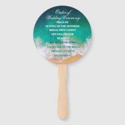 Sandy Beach Ocean Waves Wedding Hand Fan | Zazzle