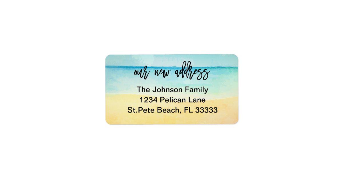 Sandy Beach Scene New Address Label | Zazzle