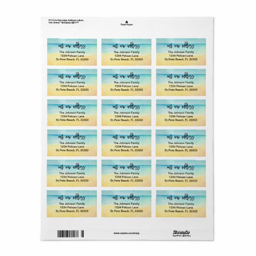 Sandy Beach Scene New Address Label | Zazzle