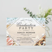Sandy Beach Starfish Seashell Graduation Party Invitation | Zazzle