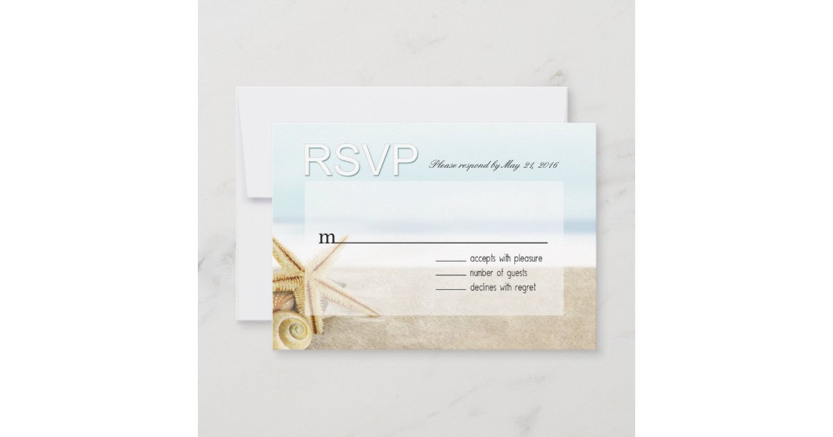 Sandy Beach Starfish Seashells RSVP | Zazzle