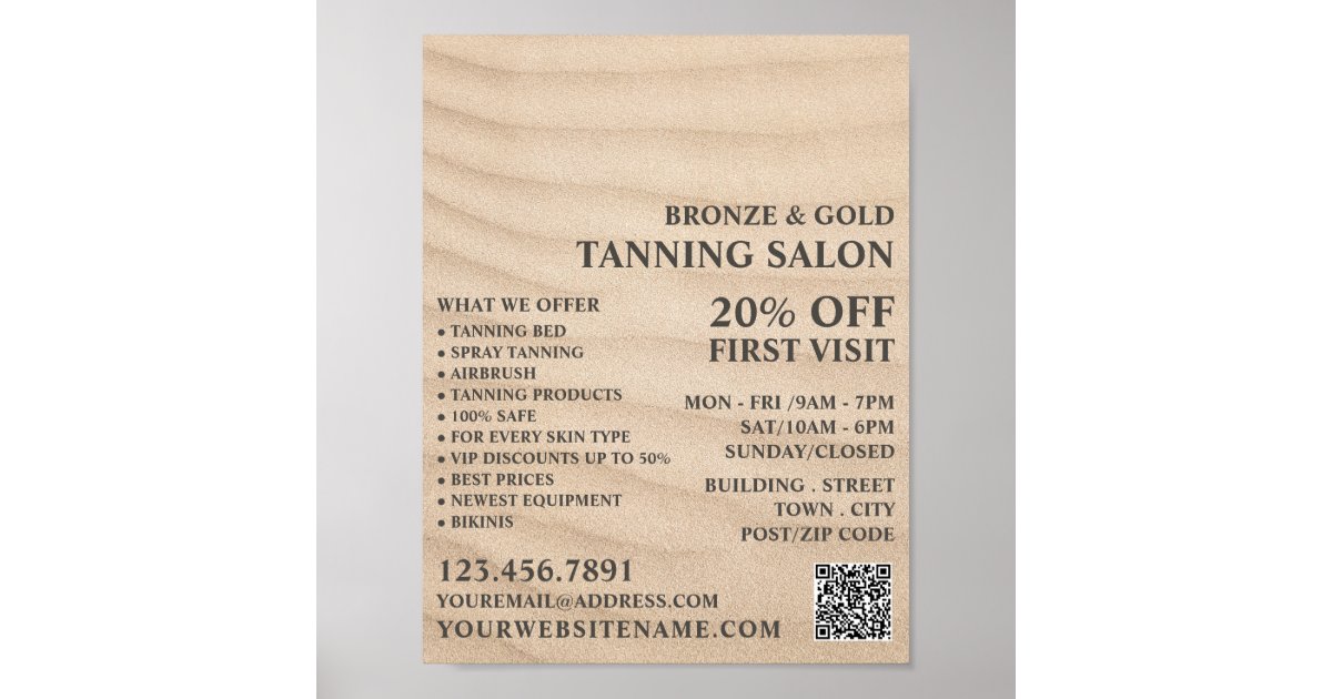 Sandy Beach, Tanning Salon Advertising Poster | Zazzle