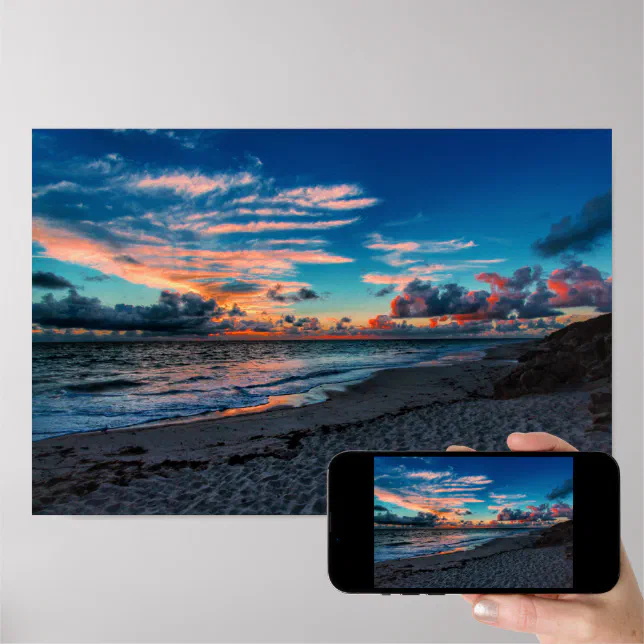 Sandy Beach Tropical Ocean Sunset Poster | Zazzle