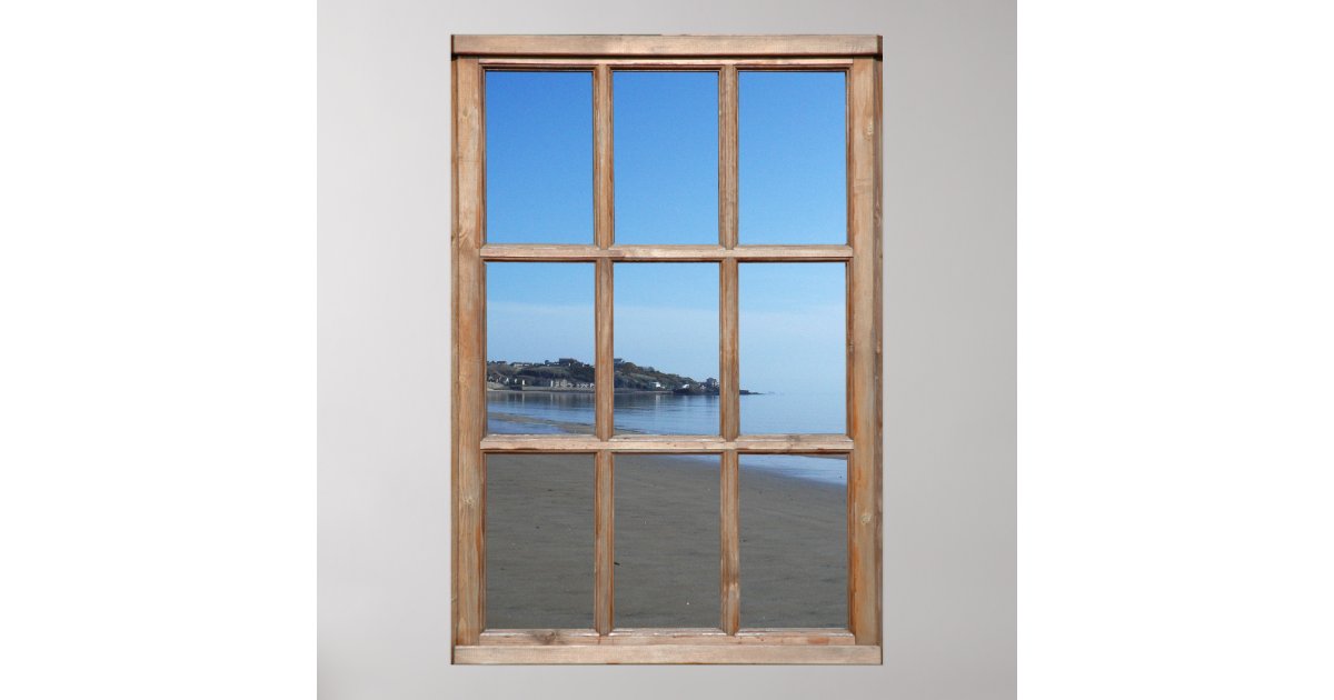 Sandy Beach View from a Window Poster | Zazzle