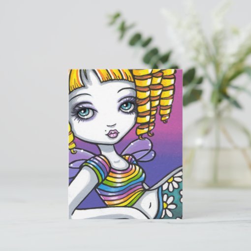 "Sandy" Cute Rainbow Fairy Art Postcard | Zazzle