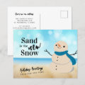 Sandy Snowman Beach Scene New Address Holiday Postcard | Zazzle