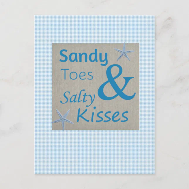 Sandy Toes and Salty Kisses Beach Life Quote Postcard | Zazzle