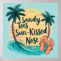 Sandy Toes Sun-Kissed Nose Beach Aesthetic Poster | Zazzle
