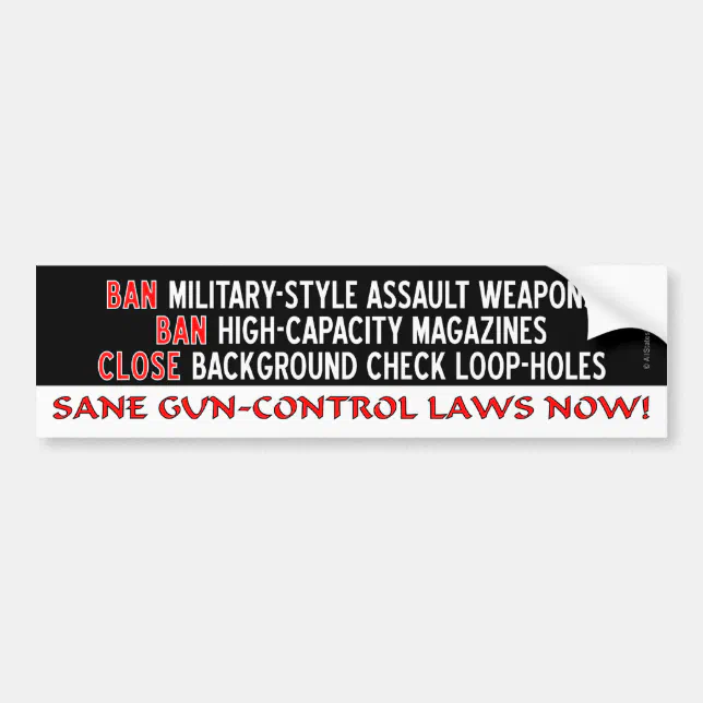Sane Gun-Control Laws NOW! Bumper Sticker | Zazzle