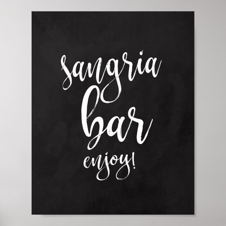 Sangria Bar Chalkboard 8x10 Wedding Sign | Zazzle