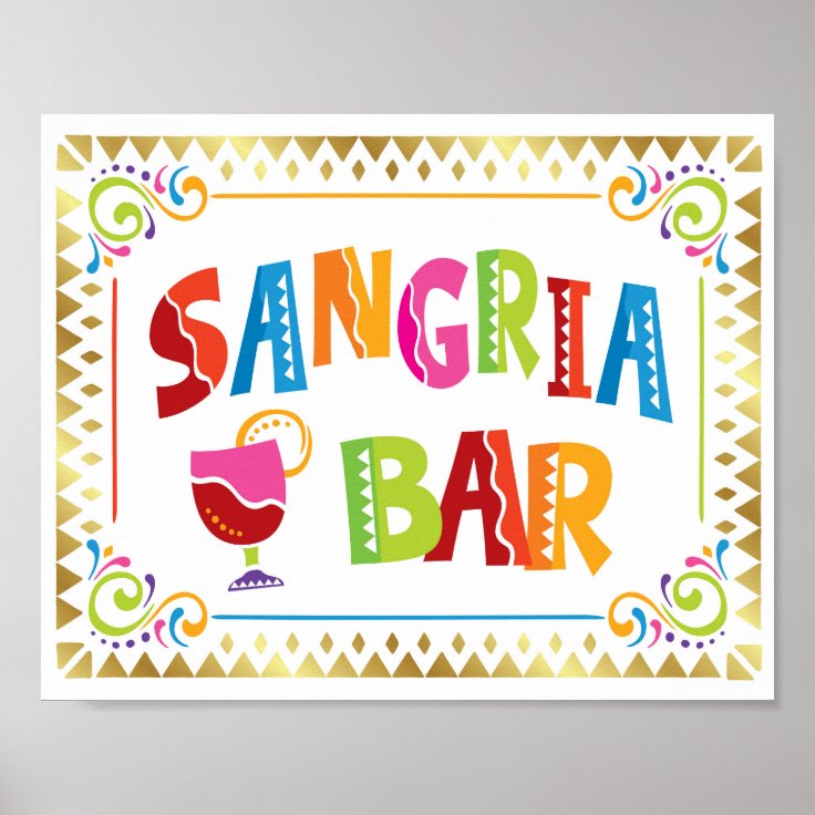 SANGRIA BAR Fiesta Party Sign Print | Zazzle