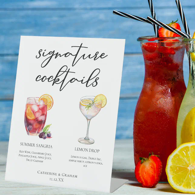 Sangria Lemon Drop Signature Cocktails Menu Pedestal Sign | Zazzle