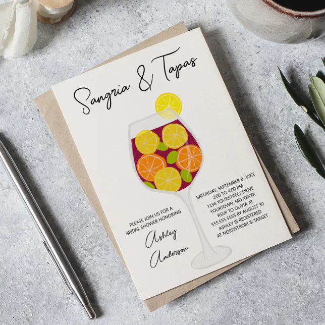 Sangria & Tapas Spanish Cocktail Bridal Shower Invitation | Zazzle