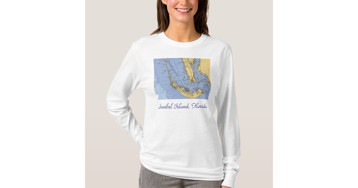 Sanibel Island, Florida Nautical Chart Shirt | Zazzle