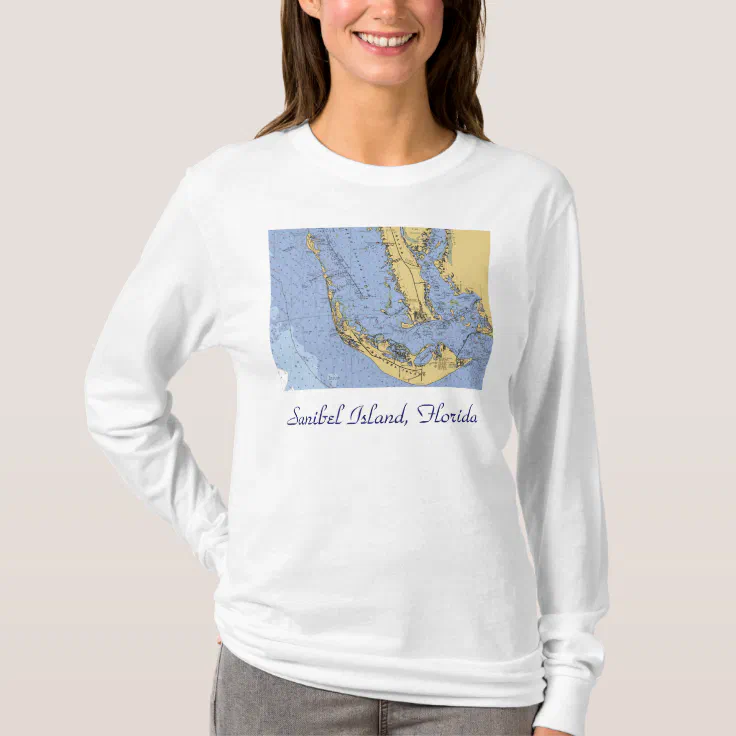 Sanibel Island, Florida Nautical Chart Shirt | Zazzle