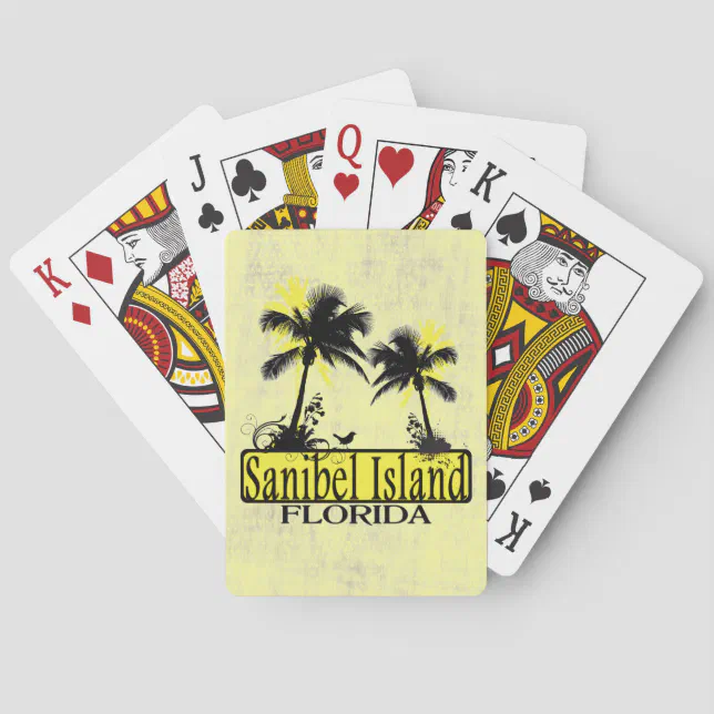 Sanibel Island Florida palm tree playing cards | Zazzle