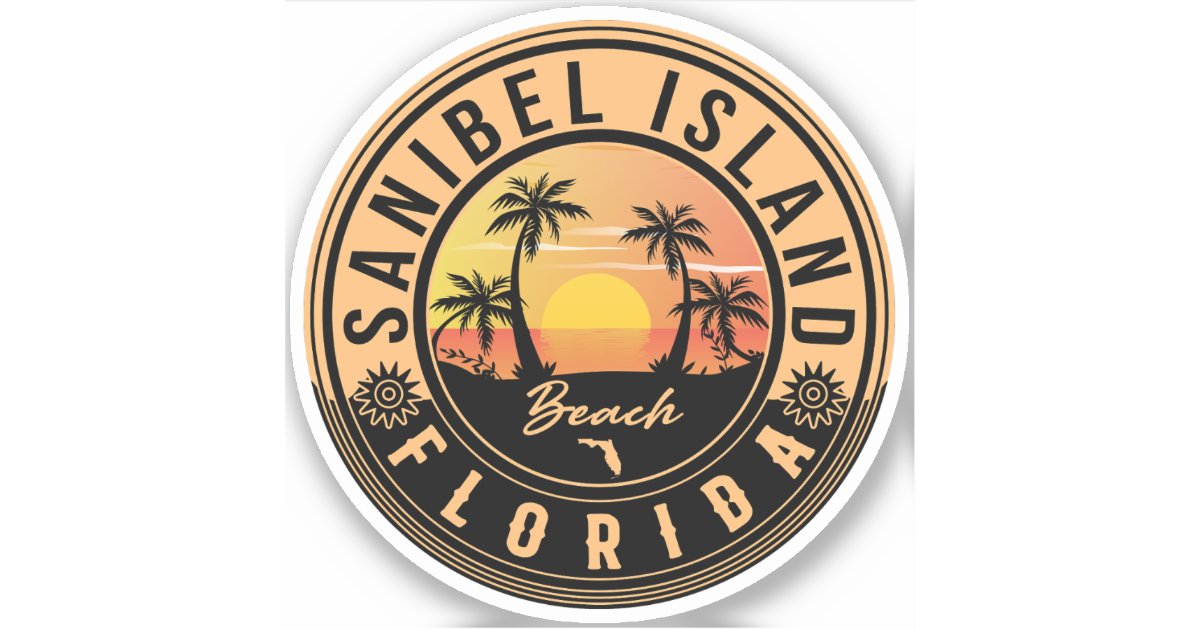 Sanibel Island Florida Retro Sunset Souvenirs Sticker | Zazzle