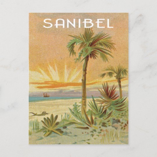 Sanibel vintage beach scene postcard | Zazzle.com