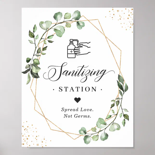Sanitizing Station Eucalyptus Leaves Geometric Poster | Zazzle