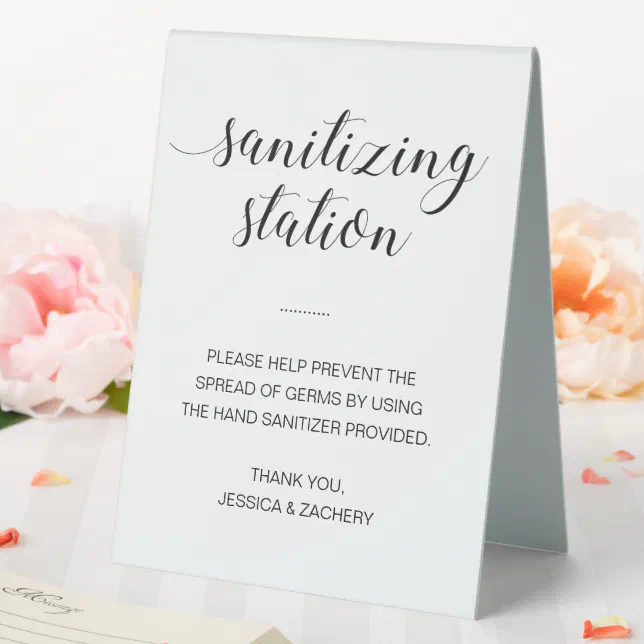 Sanitizing Station Hand Sanitizer Wedding Table Tent Sign | Zazzle