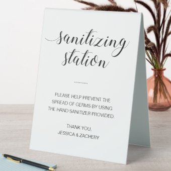 Sanitizing Station Hand Sanitizer Wedding Table Tent Sign | Zazzle