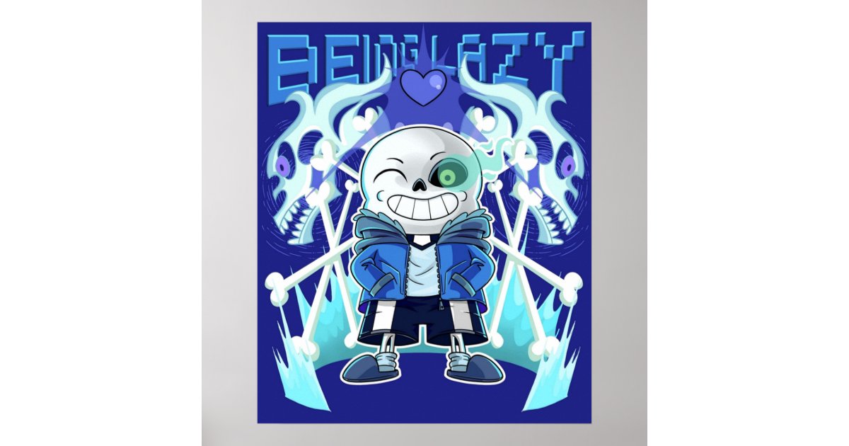 Sans Undertale Skeleton Cool Pixel Art Being Lazy Poster | Zazzle