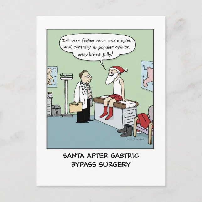 Santa After Gastric Bypass | Funny Christmas Xmas Holiday Postcard | Zazzle