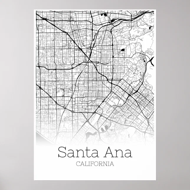 Santa Ana Map - California - City Map Poster | Zazzle