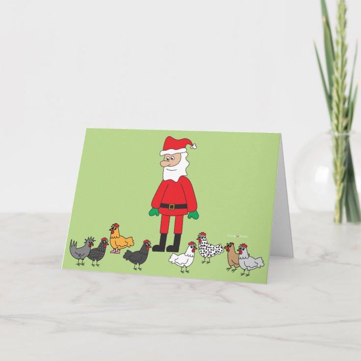 Santa and Chickens Holiday Card | Zazzle